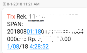 Contoh Notifikasi SMS Banking BRI Uang Masuk Dan Keluar Rekening